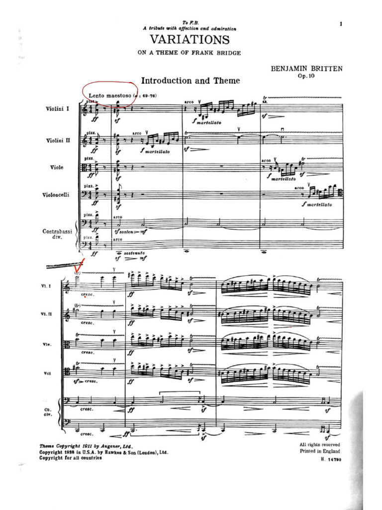 Britten Variations On A Theme of Frank Bridge | PDF