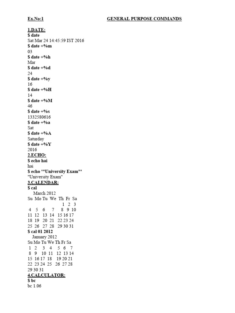 1 . basic shell commands | PDF | Software | Computing