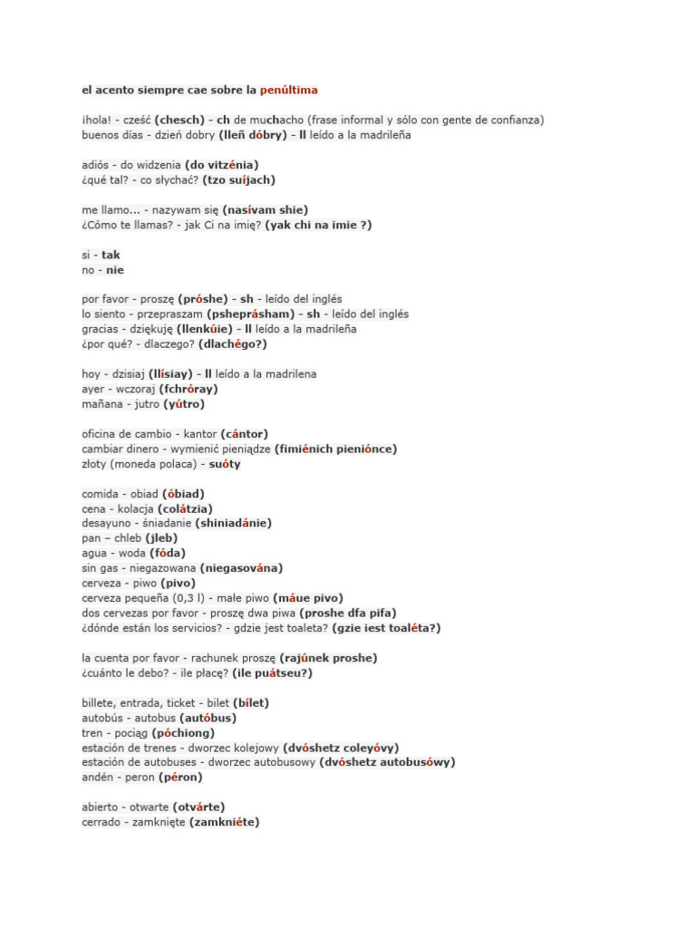Frases Utiles Polaco | PDF
