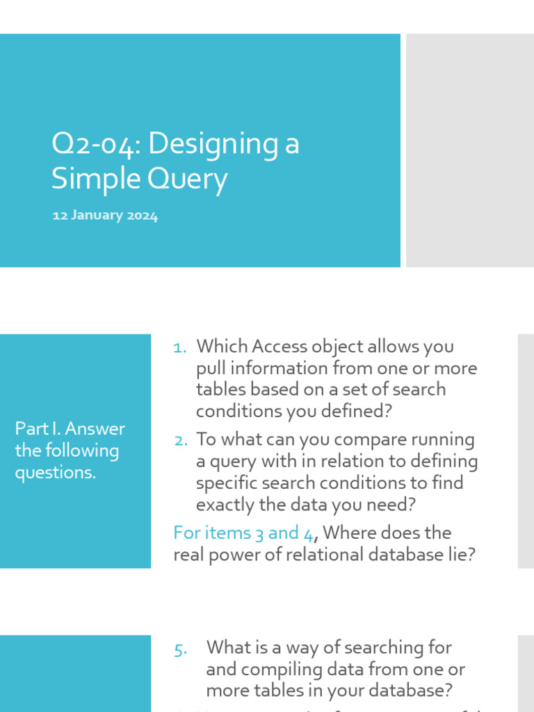 Q2 04 - Designing A Simple Query | PDF | Information Retrieval | Databases
