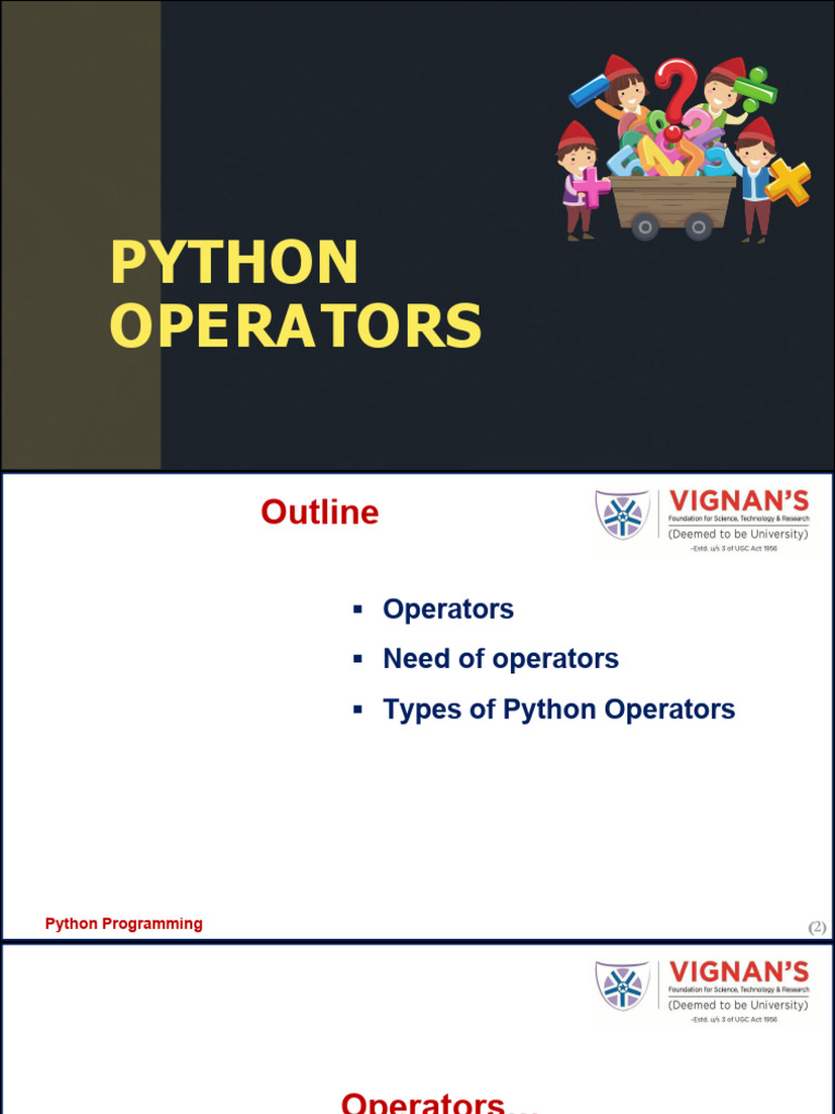 5.operators Python | PDF | Boolean Data Type | Arithmetic 5.operators Python | PDF | Boolean Data Type | Arithmetic