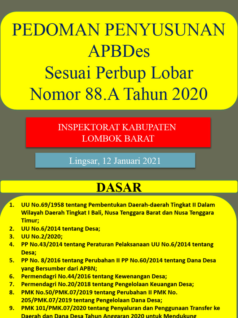 Pedoman APBDes Lombok Barat | PDF | Ilmu Sosial