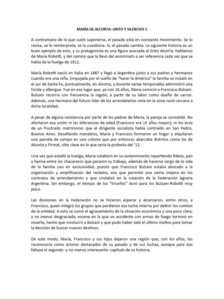 María de Alcorta-grito y silencios 1 | PDF