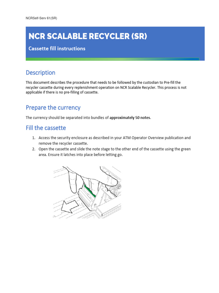 NCR SR Cassette Filling Guide | PDF