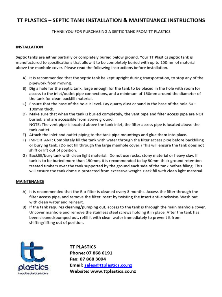 Septic Tank Installation Guide | PDF | Pipe (Fluid Conveyance) | Septic ...