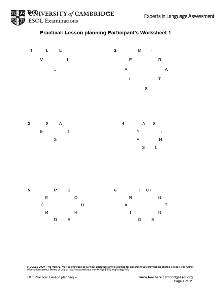 TKT Practical Lesson Planning Excercise Ss | PDF | Lesson Plan | Human ...