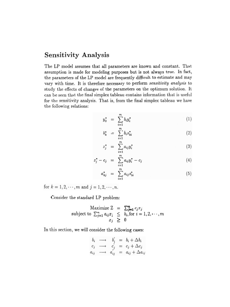 Sensitivity Analysis | Download Free PDF | Mathematical Optimization | Sensitivity Analysis