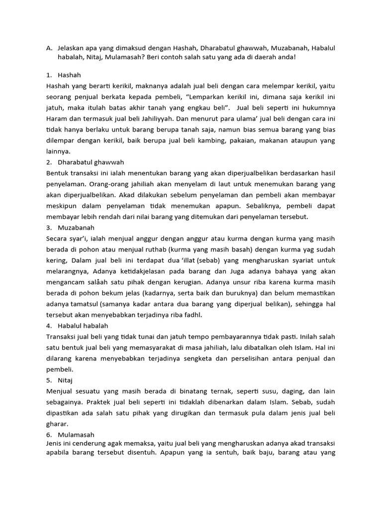 Jelaskan Apa Yang Dimaksud Dengan Hashah | PDF
