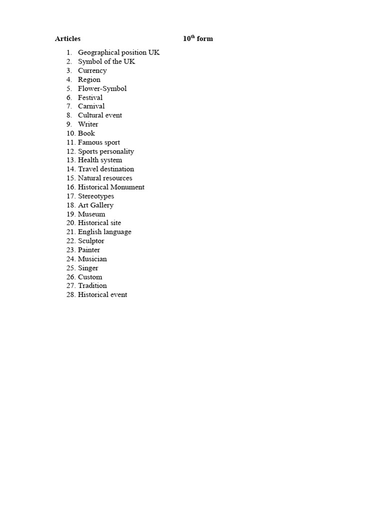 Articles 10th Form | PDF