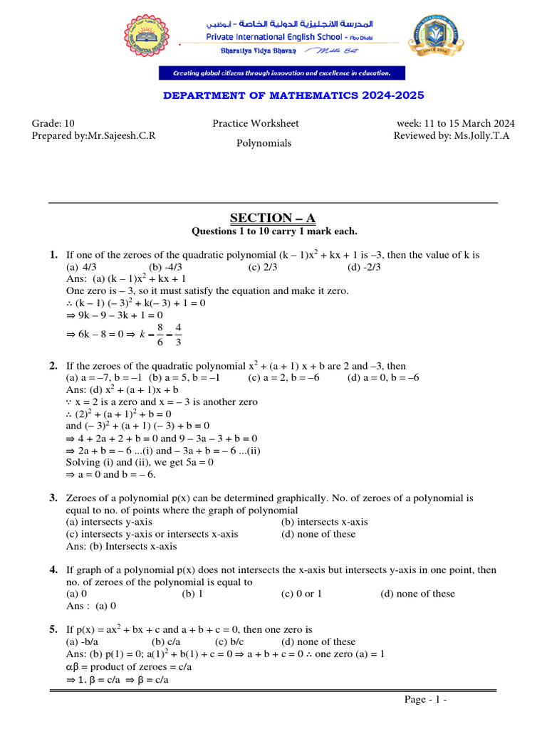 Practice worksheet (1) | PDF | Zero Of A Function | Mathematical Relations