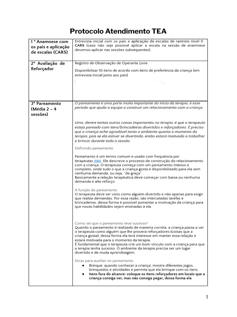 Protocolo de Atendimento TEA | PDF | Motivação | Motivacional