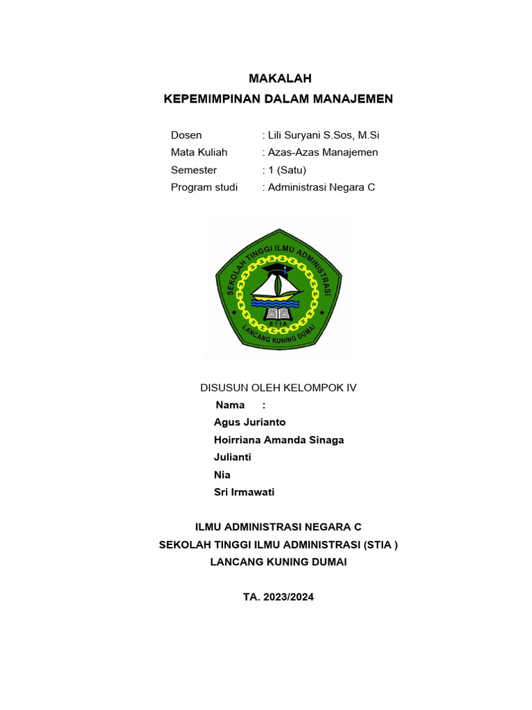 Makalah Kepemimpinan Terbaru | PDF | Karier & Perkembangan | Pengembangan Diri