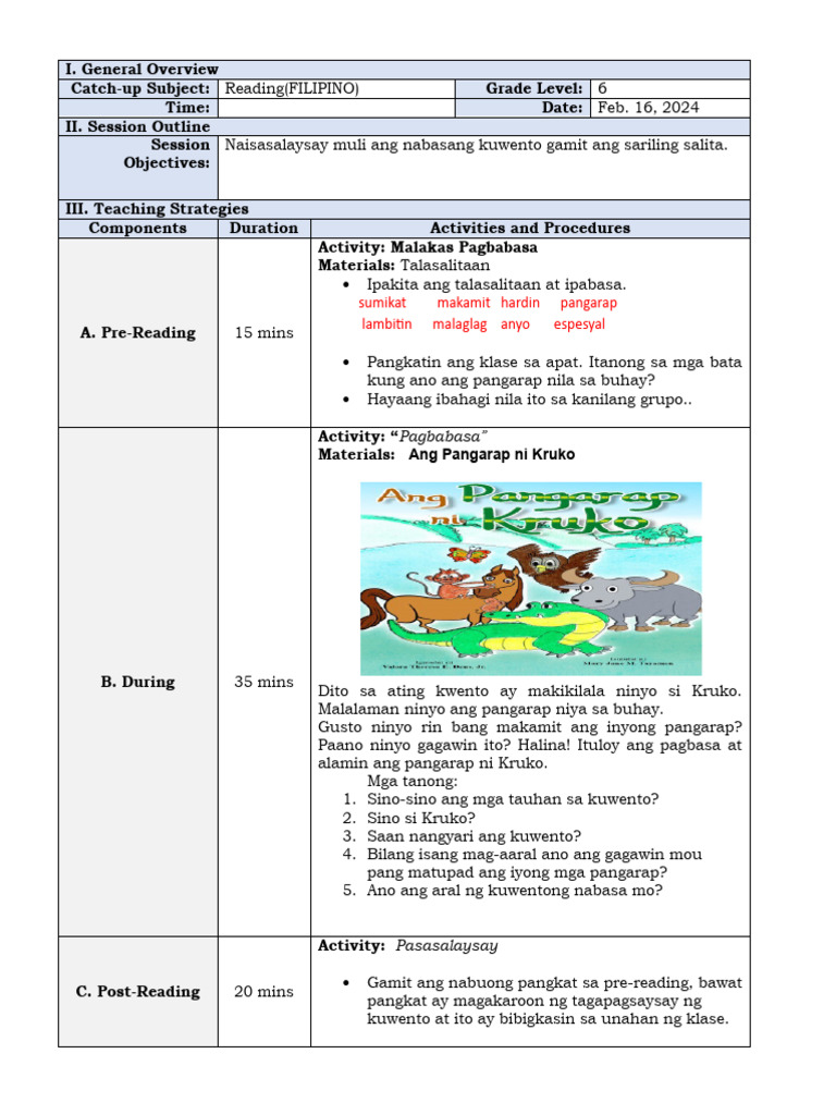 DLP - Literacy Filipino 2.16 | PDF