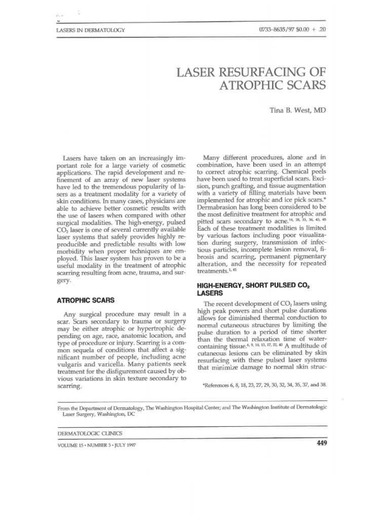 Laser Resuracfing of Atrophic Scars | PDF