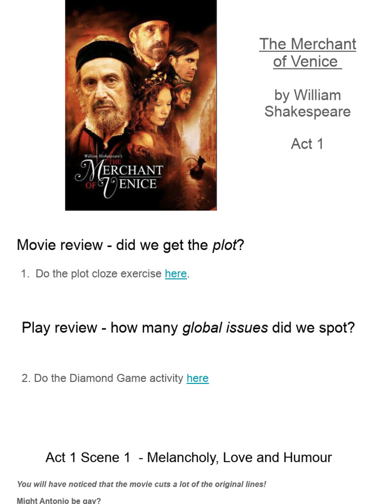 Merchant of Venice Act 1 Analysis | PDF | Shylock | The Merchant Of Venice