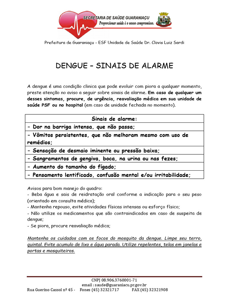 Dengue Sinais de Alarme | PDF