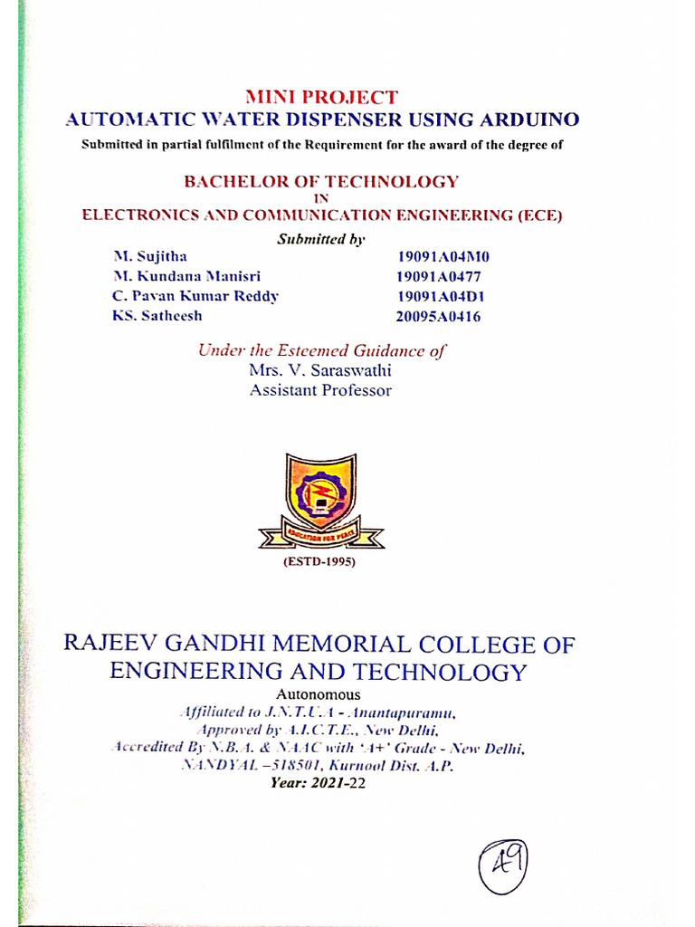 2022-23-ECE-Automatic Water Dispenser Using Arduino-4 | PDF