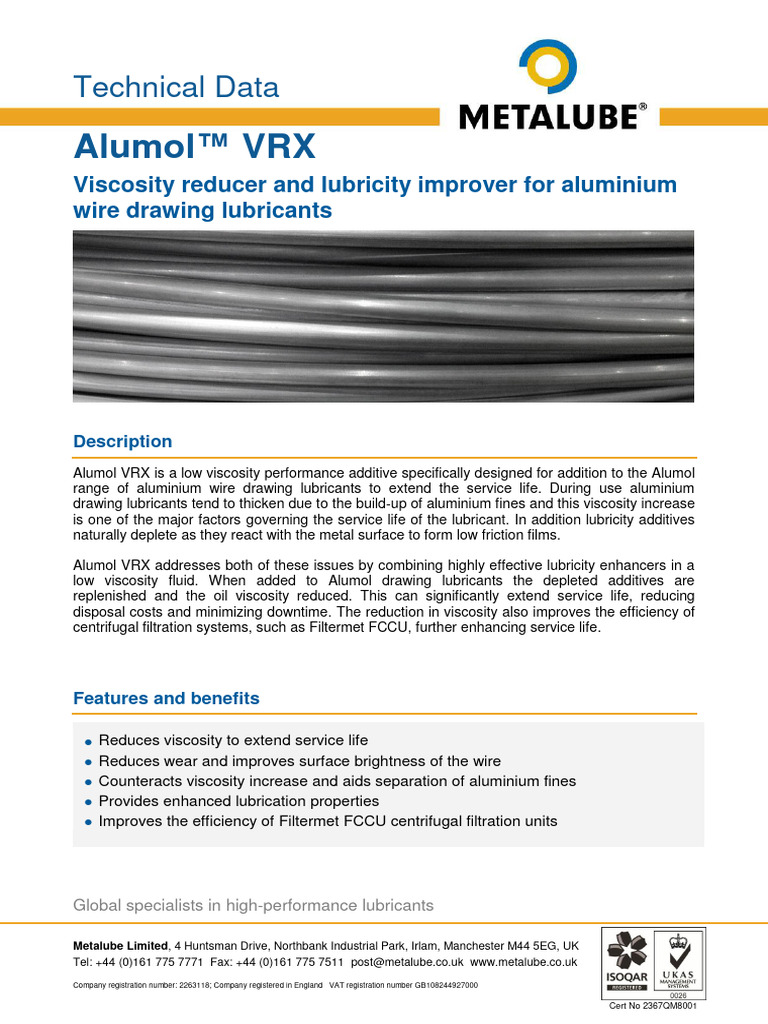 Alumol VRX (1) | PDF | Lubricant | Materials