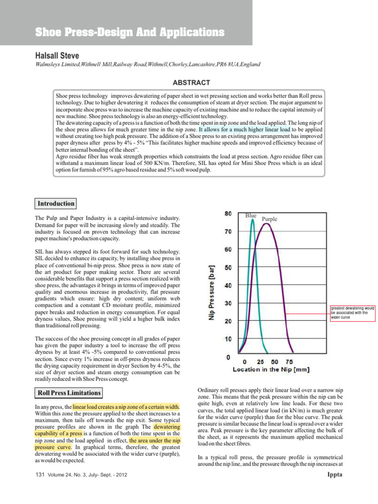 Shoe Press Design and Efficiency in Paper Machines | PDF | Paper ...