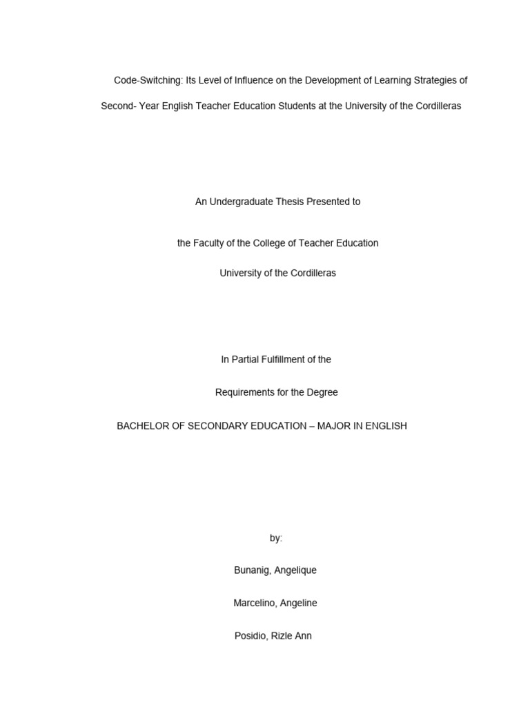 Manuscript - Code-Switching - Its Level of Influence On The Development ...