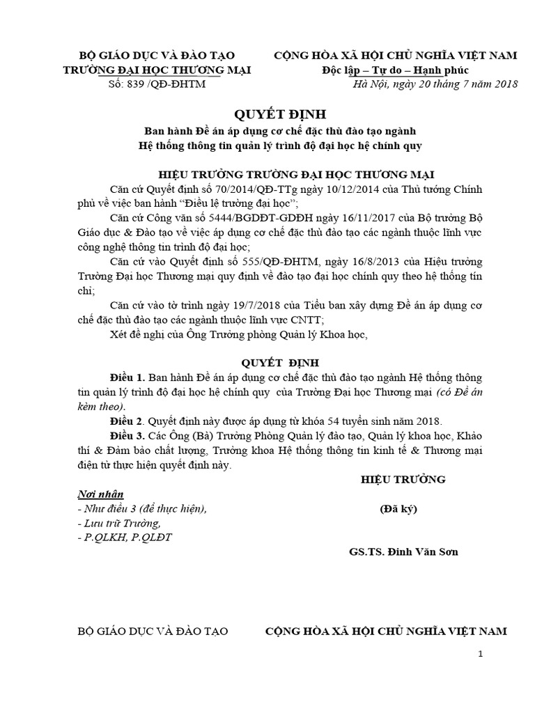 De An Dao Tao Dac Thu Nganh He Thong Thong Tin Quan Ly - 2 | PDF