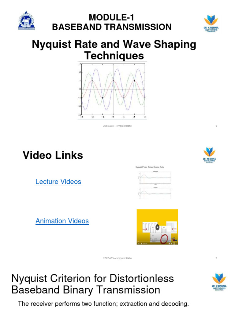 2.3 Nyquist Rate and Wave Shaping Techniques | PDF | Sampling (Signal Processing) | Bandwidth ...
