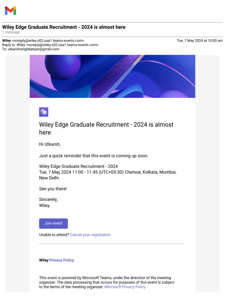Gmail - Wiley Edge Graduate Recruitment - 2024 is almost here | PDF Gmail - Wiley Edge Graduate Recruitment - 2024 is almost here | PDF
