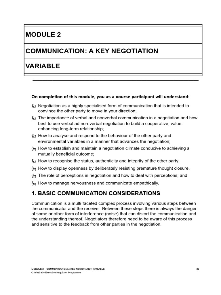 Module 2 | Download Free PDF | Negotiation | Body Language