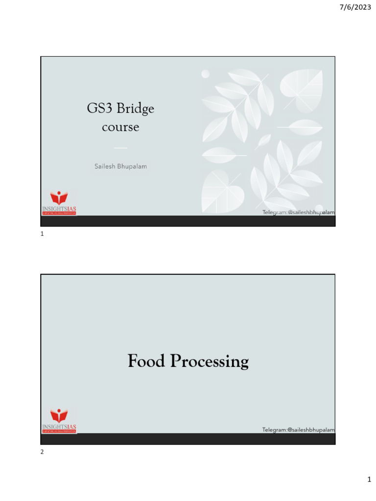 Handout - Food Processing | PDF | World Food Programme | Food Processing