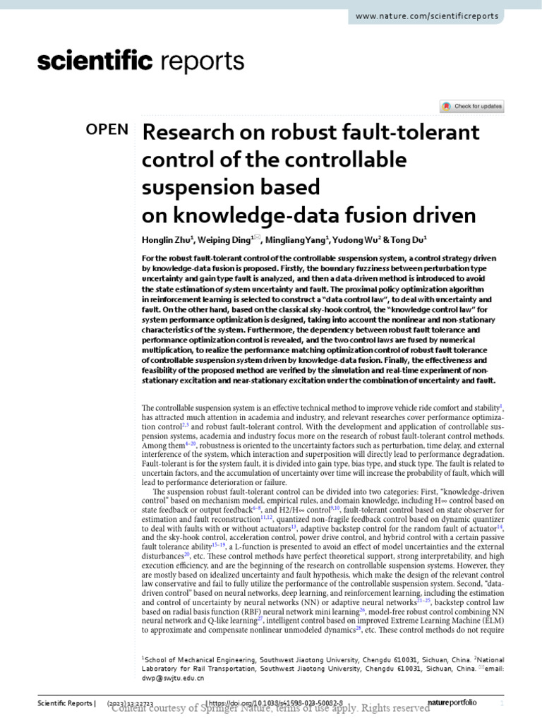 Research On Robust Fault-Tolerant Control of The C | PDF | Fault ... Research On Robust Fault-Tolerant Control of The C | PDF | Fault ...