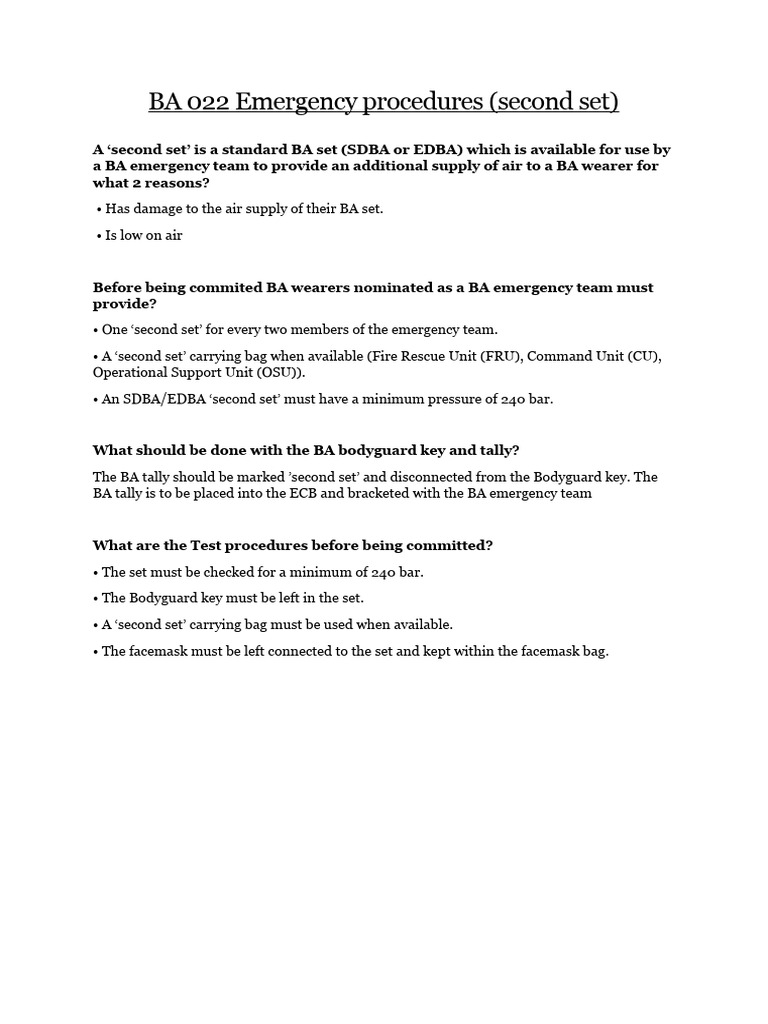 BA 022 Emergency procedures | PDF