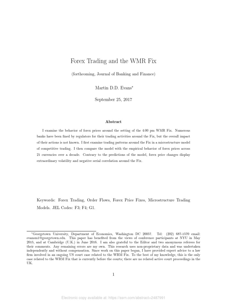 Forex Price Volatility at WMR Fix | PDF | Foreign Exchange Market ...