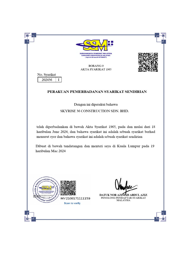 Sijil SSM | PDF