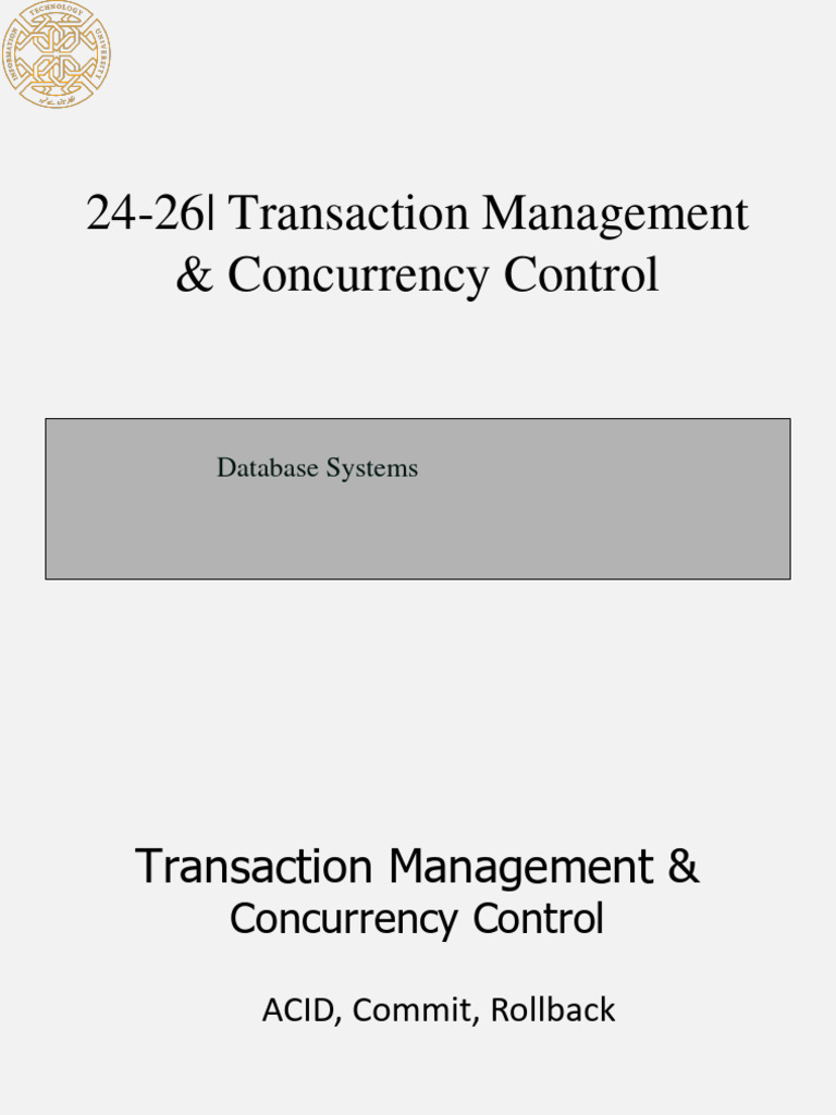 Lecture 24 26 Transaction Management Pdf Database Transaction Databases