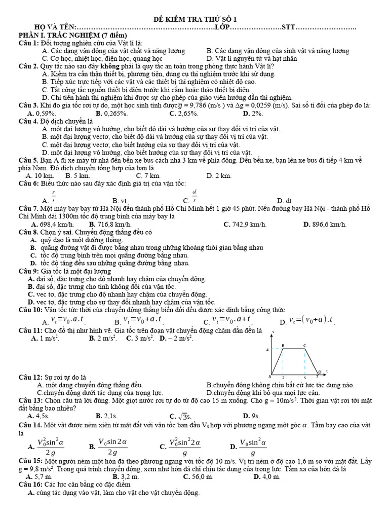 ĐỀ 1-HK1-K10 | PDF