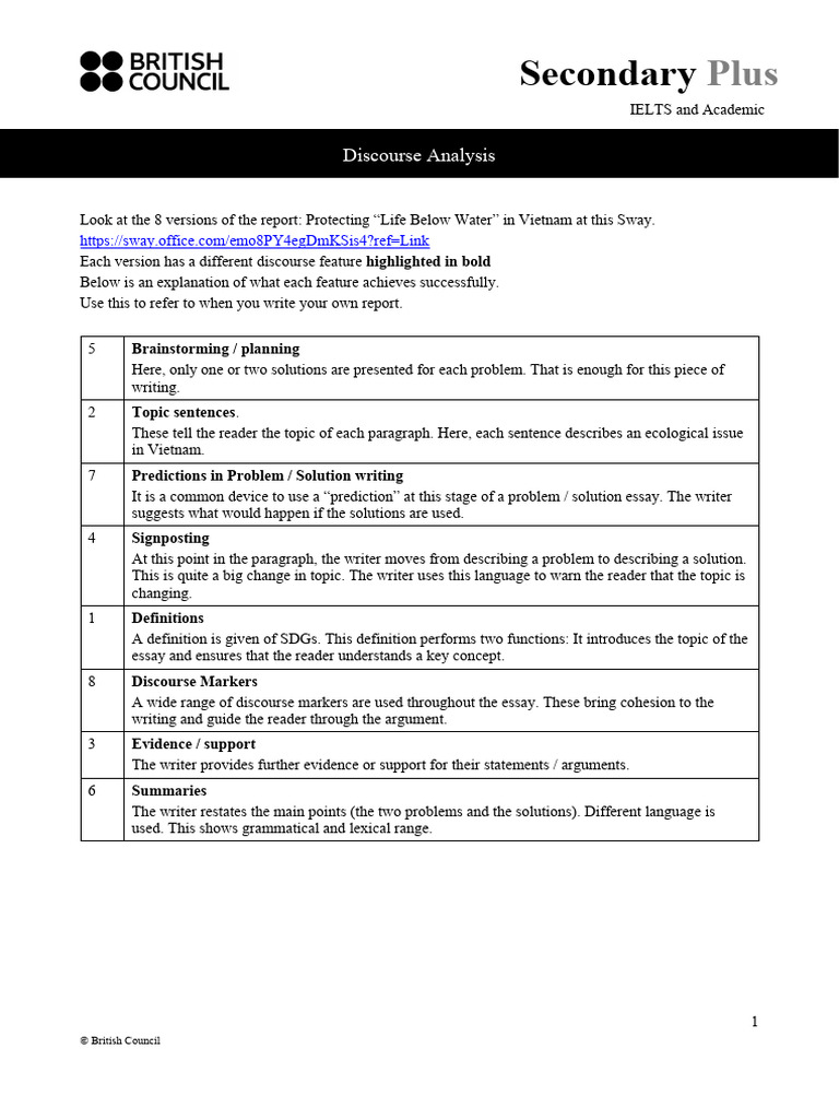 Report Discource Features - Ss Reference A | PDF
