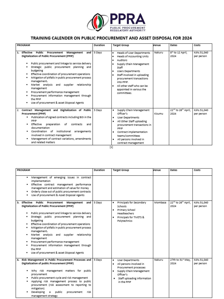 Capacity Building Program Calendar 2024 Final | PDF | Procurement ... Capacity Building Program Calendar 2024 Final | PDF | Procurement ...