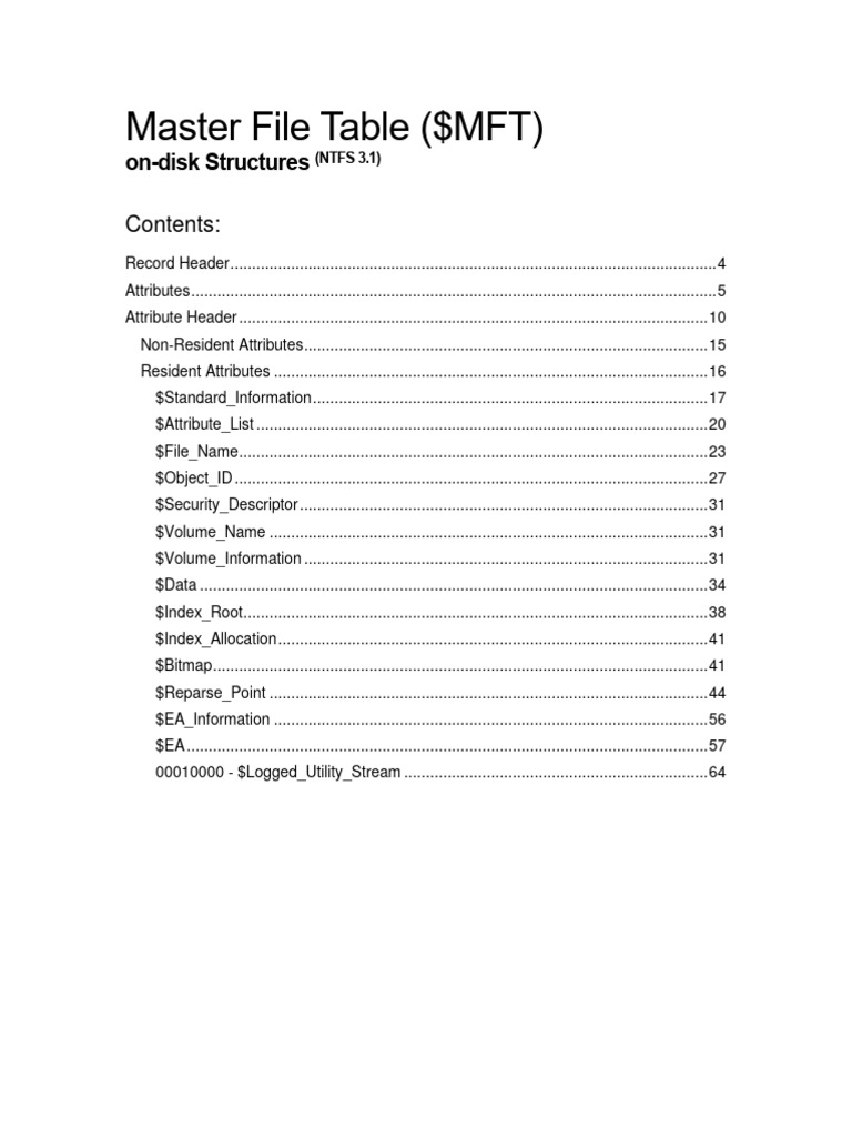 MFT Structures | PDF | Computer File | Filename