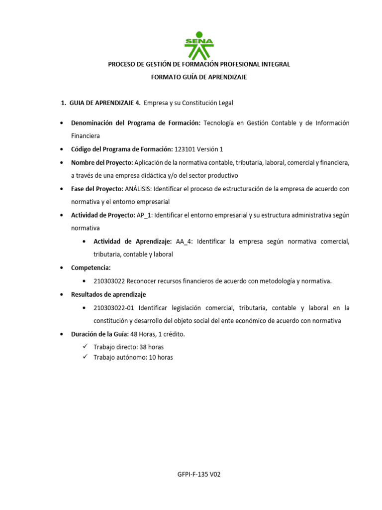 Guia 4 Empresa Y Su Constituci n Legal Descargar Gratis PDF