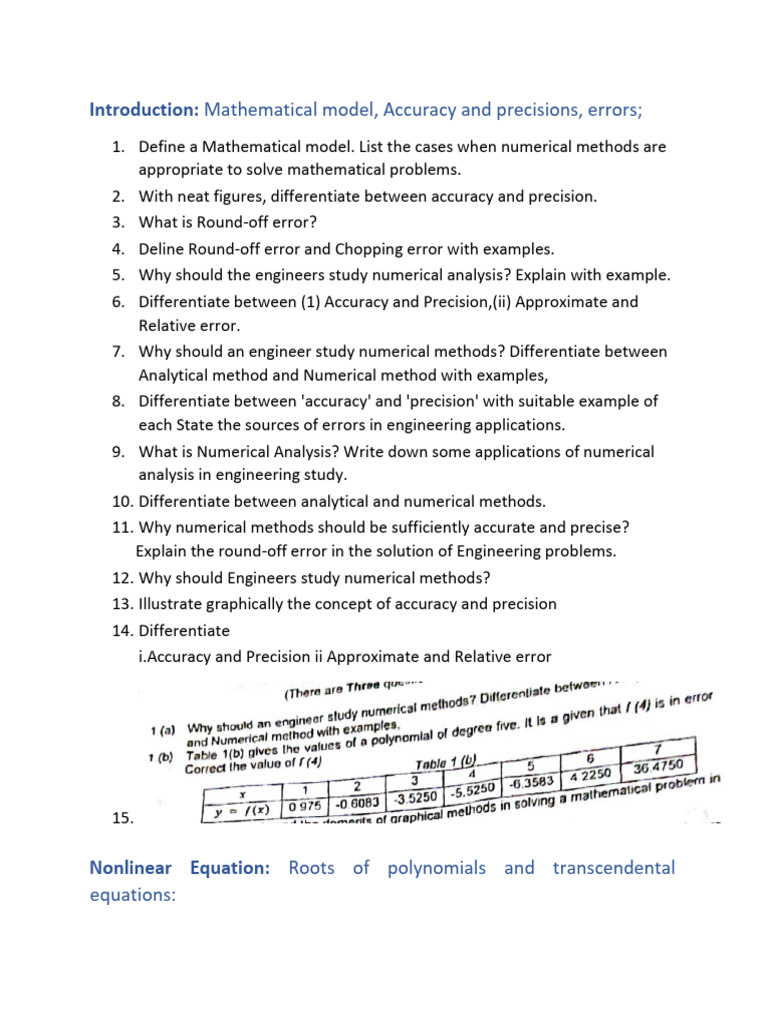 Numerical Theoretical Ques 2007 2020 | PDF | Numerical Analysis | System Of Linear Equations
