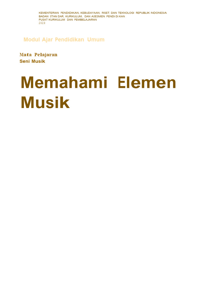 Modul Ajar Seni Musik - Memahami Elemen Musik - Fase F | PDF | Seni ...