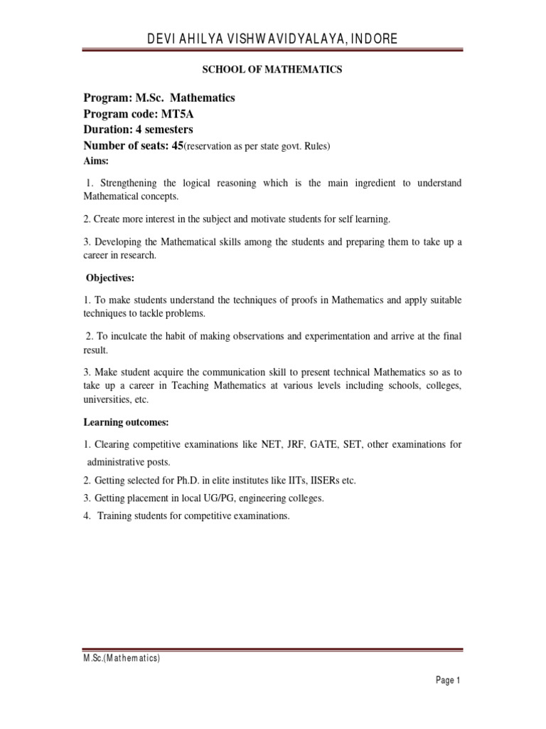 M SC - Mathematics | PDF | Mathematics | Mathematical Analysis