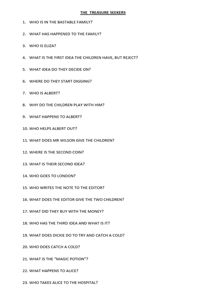 Treasure Seekers: Key Questions & Answers | PDF
