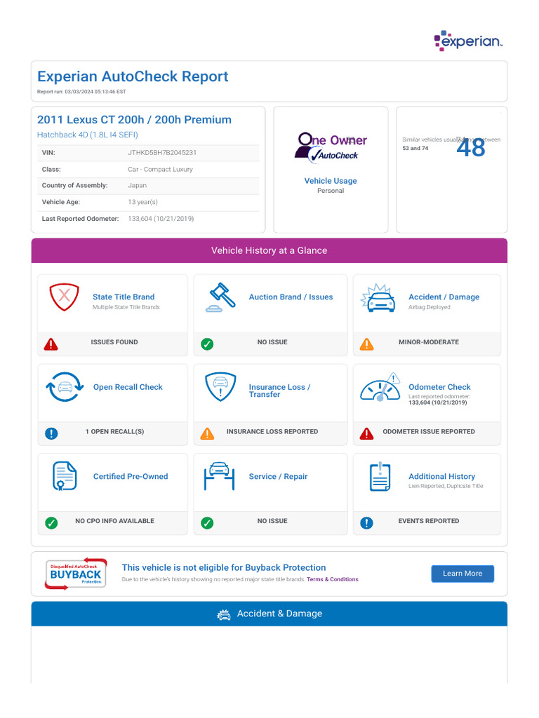 Experian PDF | PDF | Department Of Motor Vehicles | Used Car