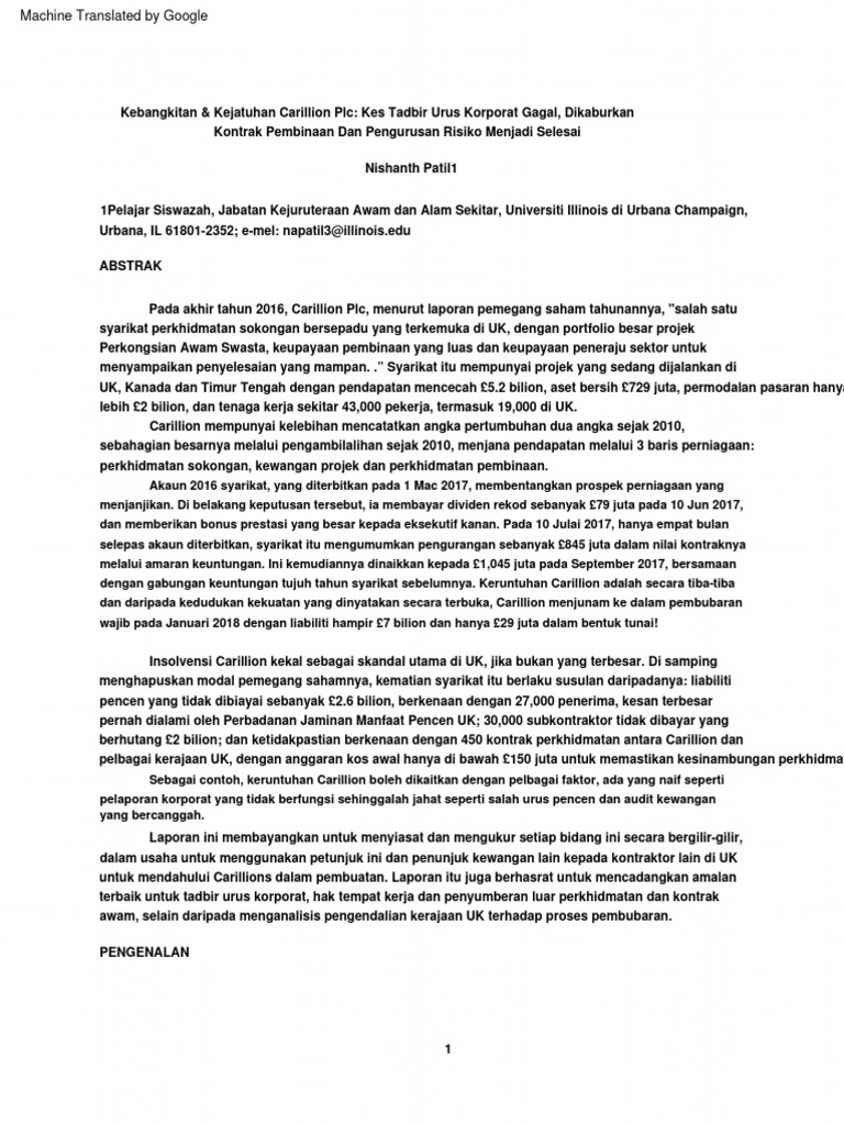 Carillion PLC A Case of Failed Corporate Governanc | PDF