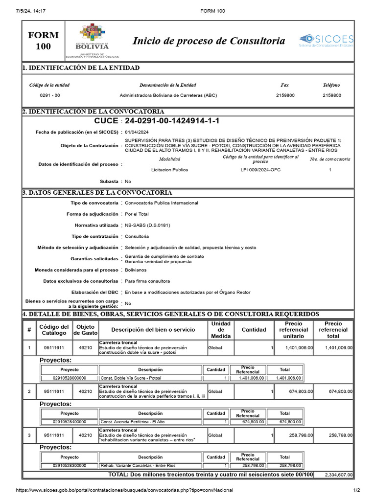 Form-100 Supervison de 3 Tramos | PDF