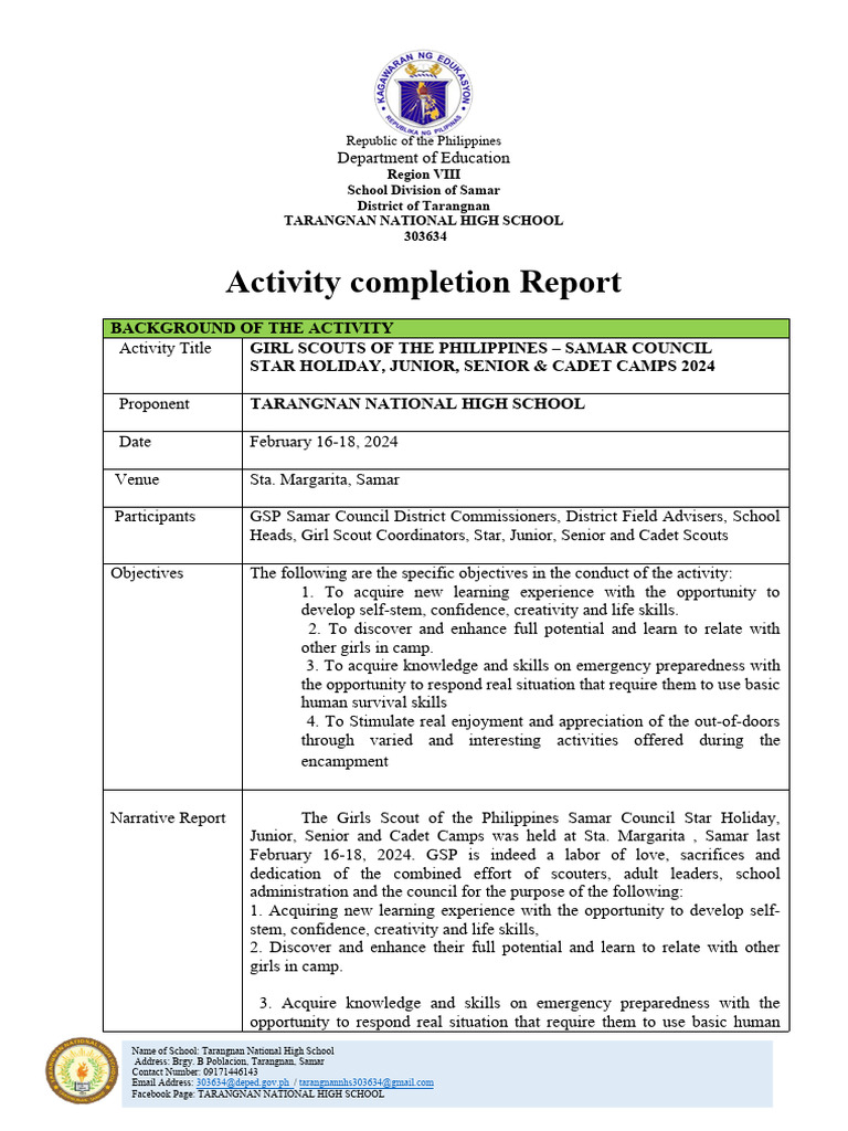ACR For Scouting 2024 in Sta. Margarita | PDF