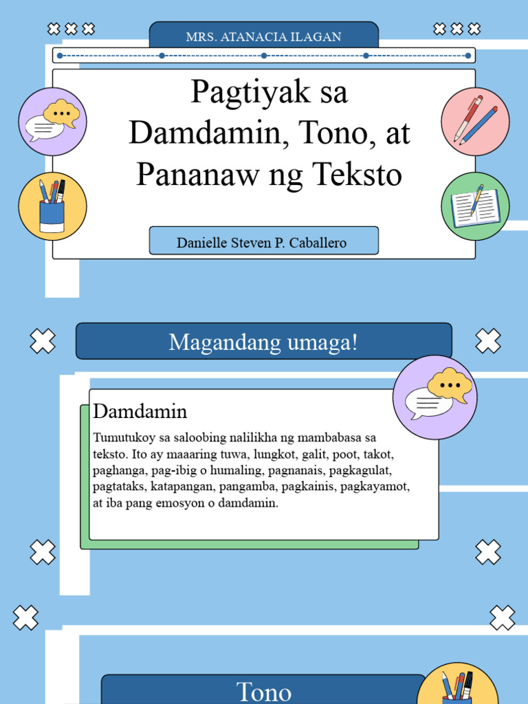 Pagtiyak sa damdamin, tono, at pananaw ng teksto | PDF