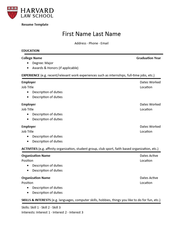 Harvard CV Template | PDF