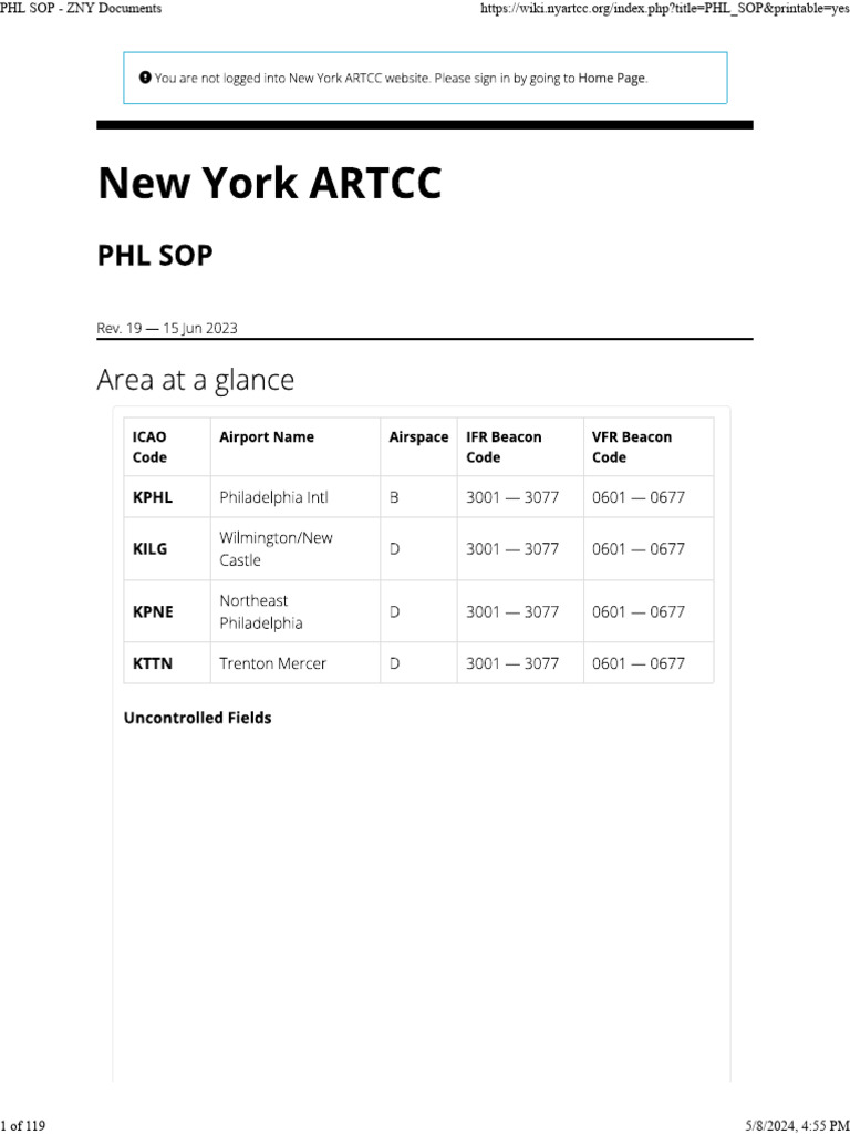Virtual New York ARTCC - PHL SOP - ZNY Documents | PDF